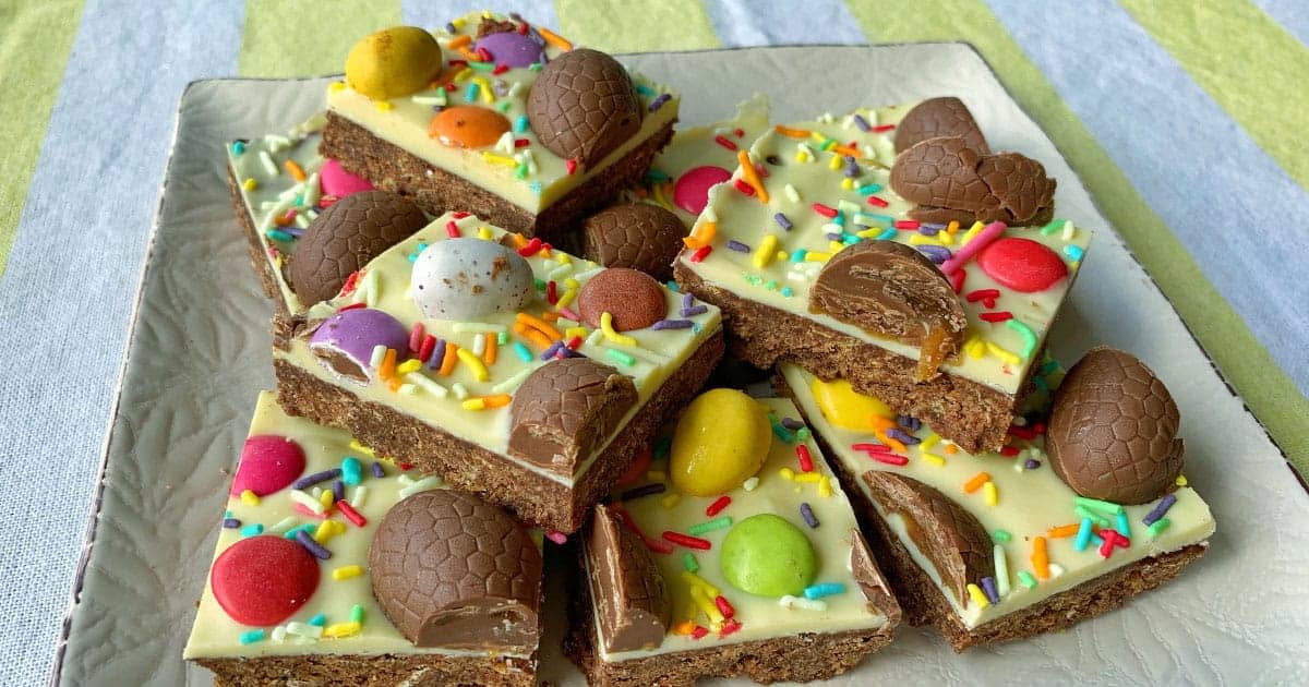 No-Bake Chocolate Easter Egg Slice - VJ Cooks