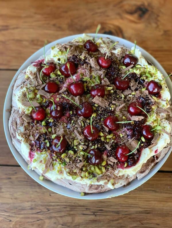 Chocolate Cherry Pavlova - VJ Cooks