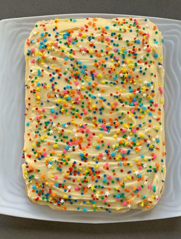 Easy Vanilla Sprinkle Cake - VJ Cooks