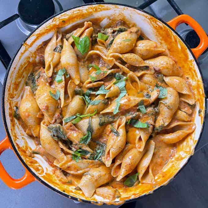 Creamy Tomato Chicken Pasta Shells - VJ Cooks