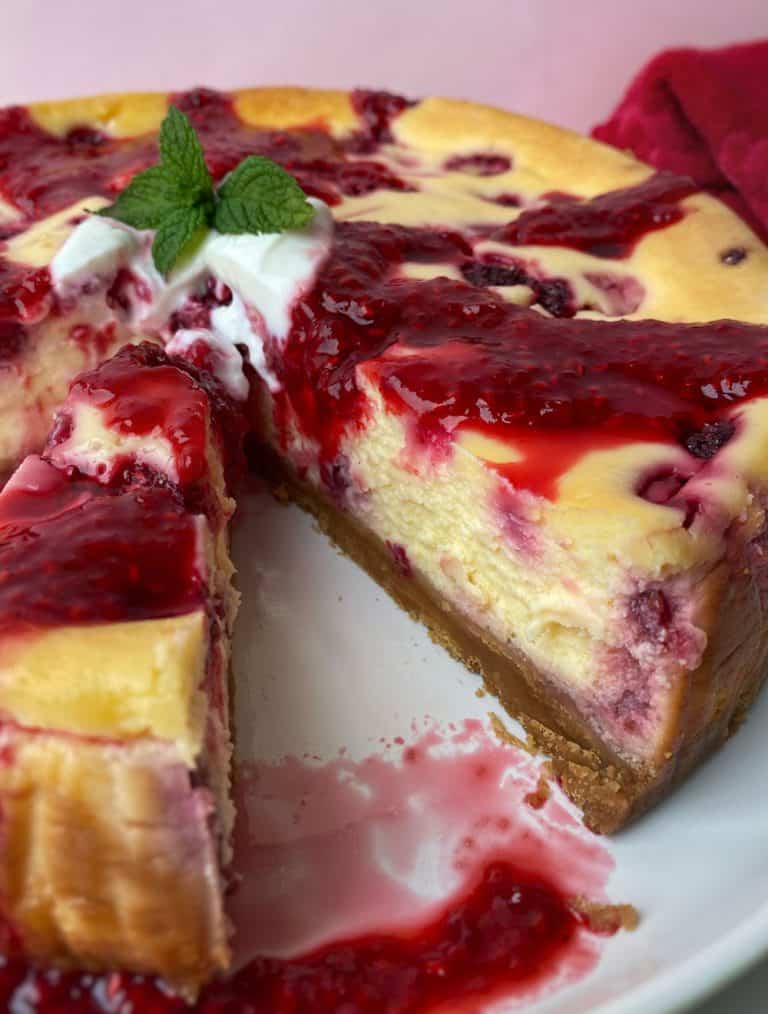 Baked Raspberry Cheesecake - VJ Cooks
