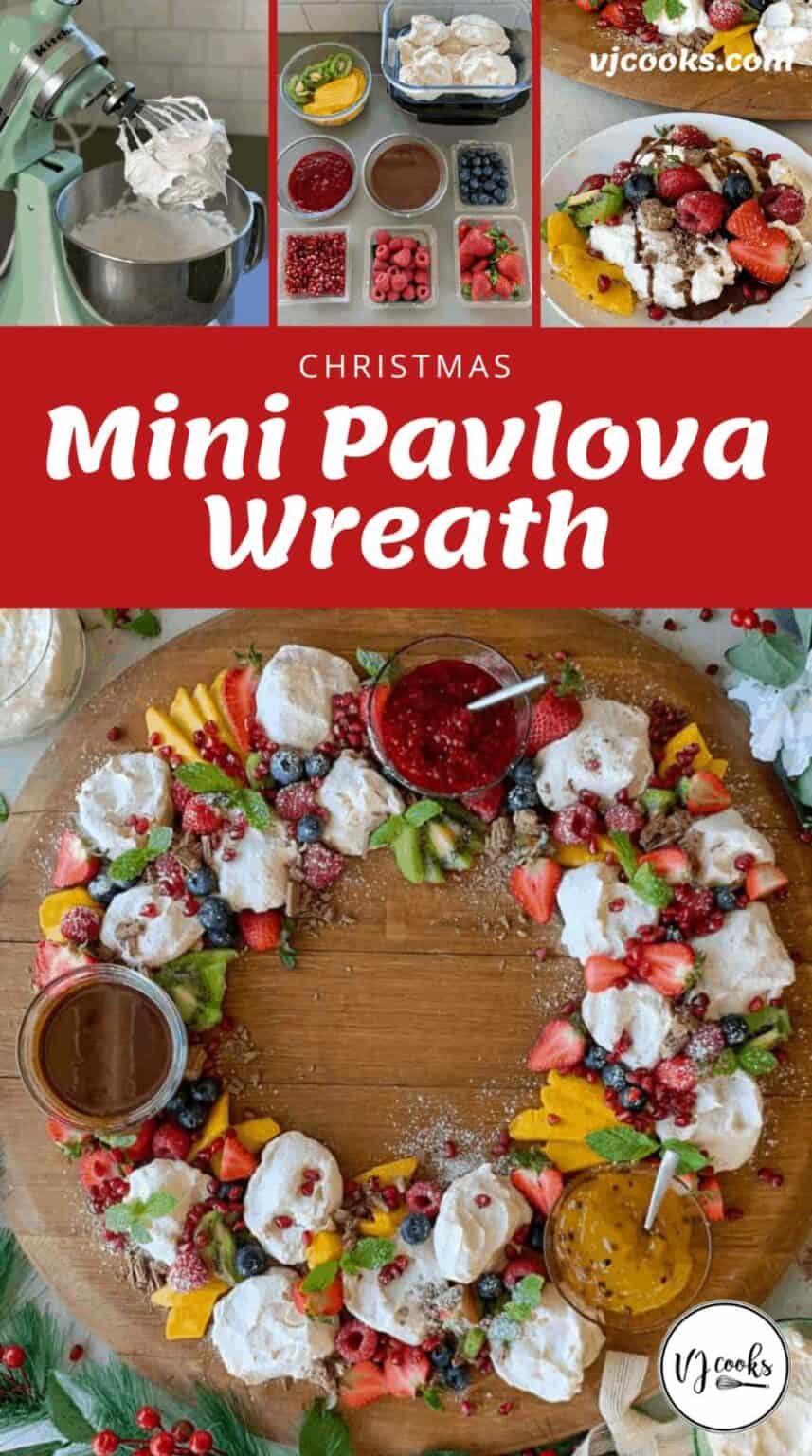 Christmas Mini Pavlova Wreath - VJ Cooks
