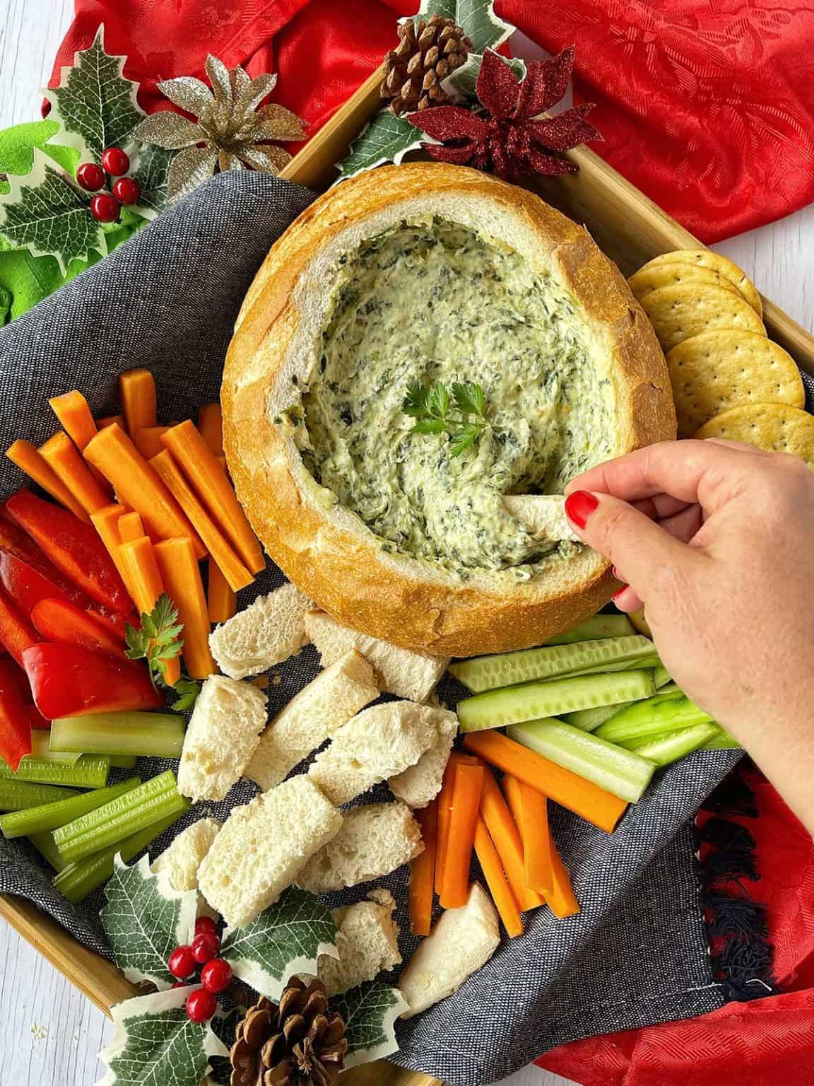 Creamy Spinach Cob loaf - VJ Cooks