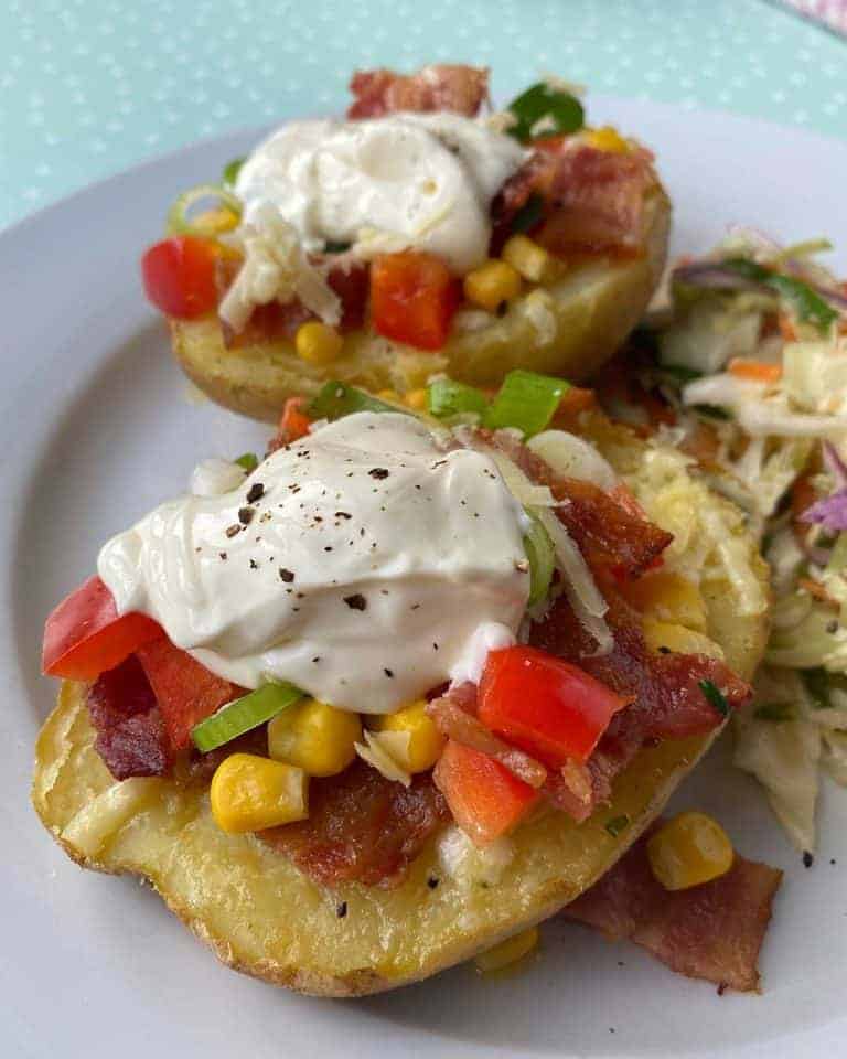 Bacon Loaded Baked Potatoes - VJ Cooks