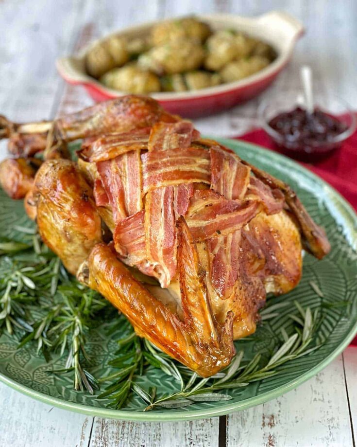 Bacon Covered Roast Turkey - VJ Cooks