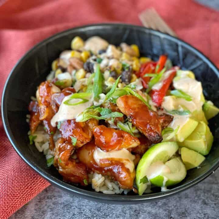 BBQ Chicken Thigh Rice Bowls - VJ Cooks