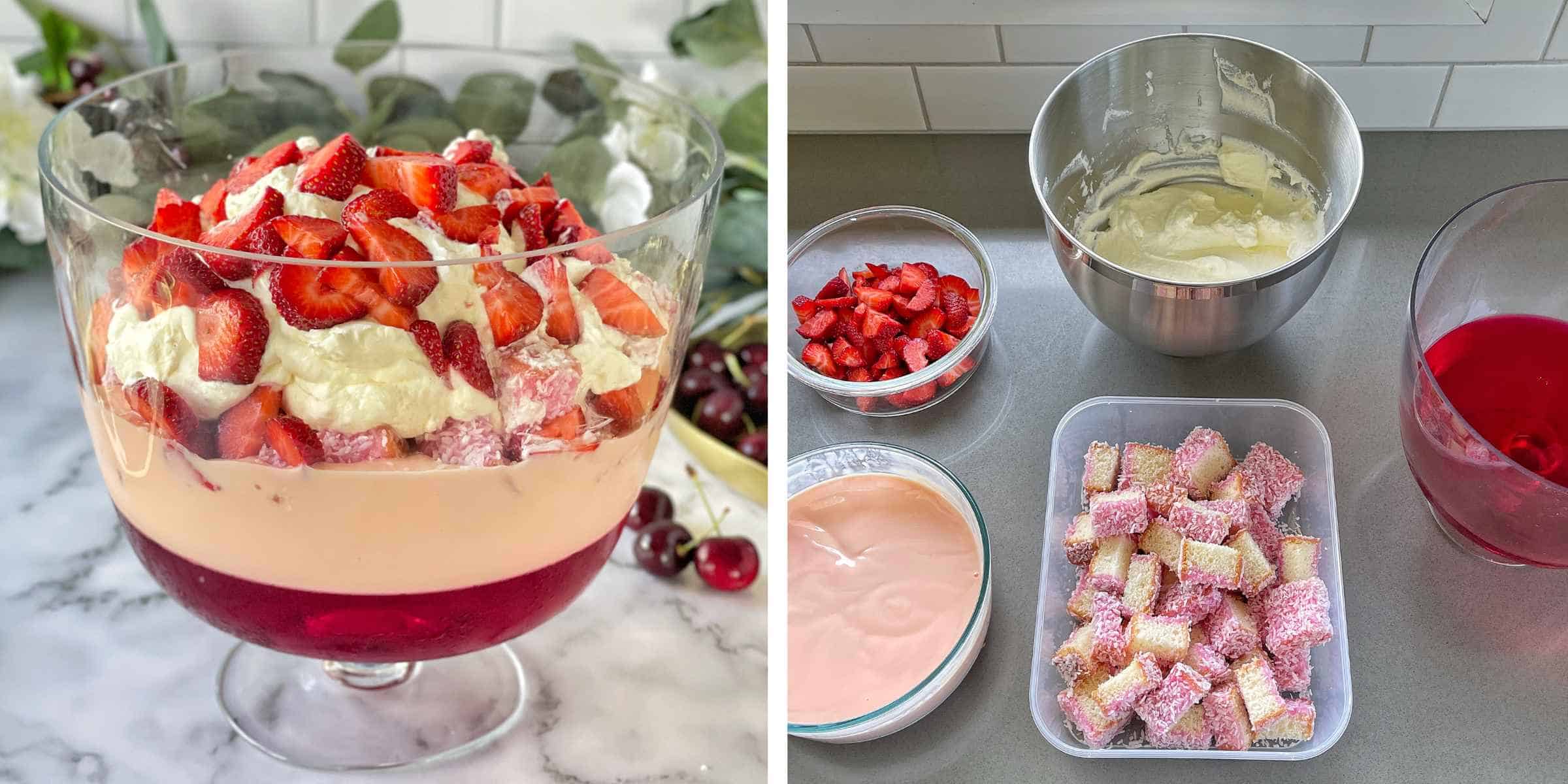 Strawberry Lamington Trifle - VJ Cooks