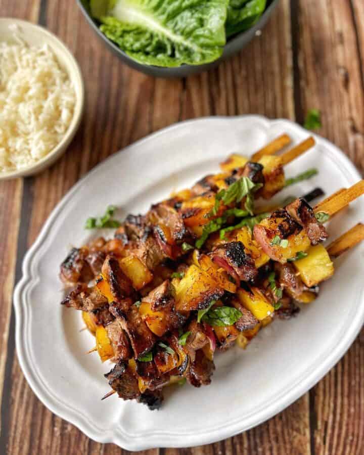 BBQ Pork and Pineapple Kebabs - VJ Cooks