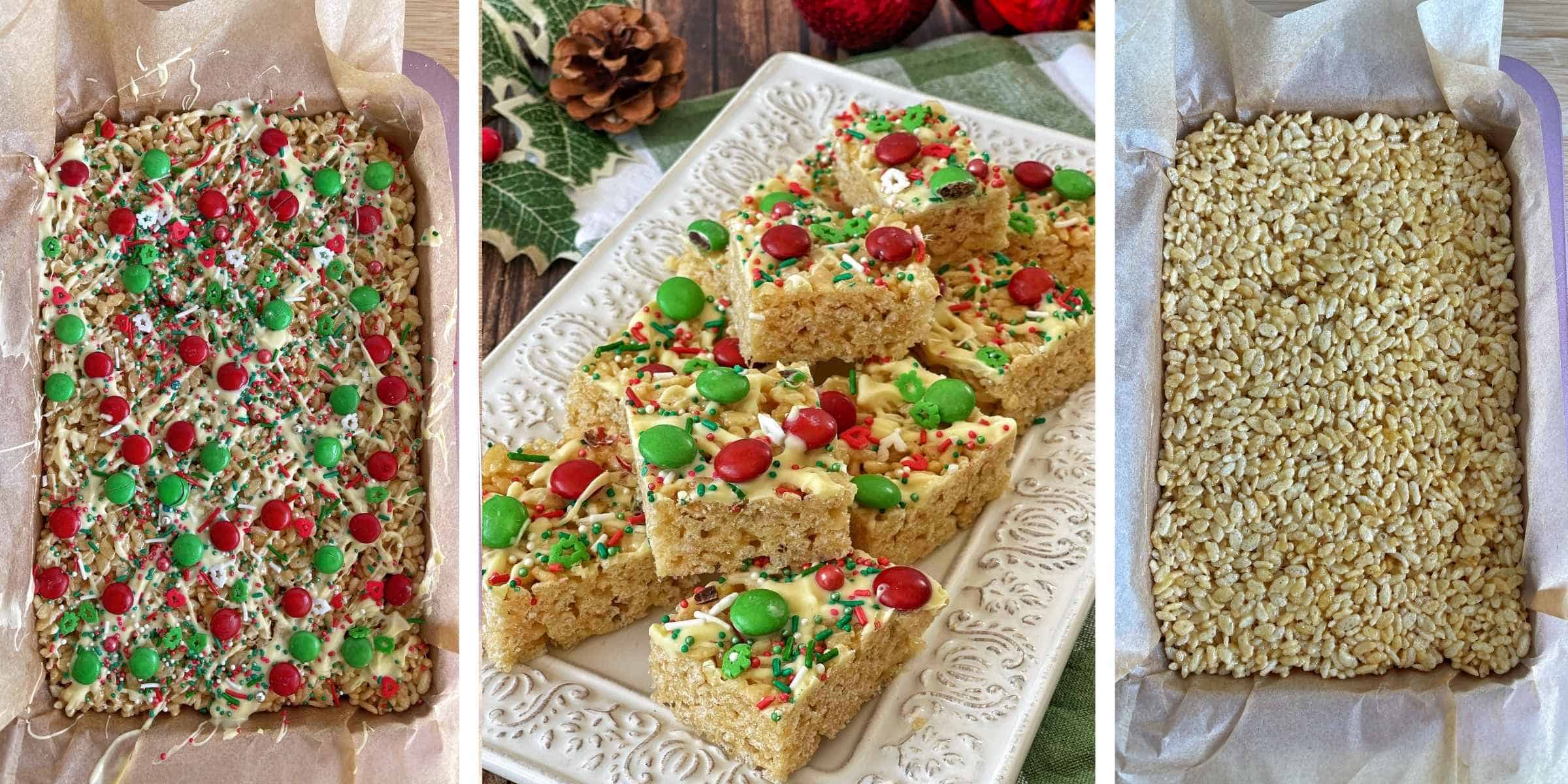 White Christmas Marshmallow Rice Bubble Slice - VJ Cooks