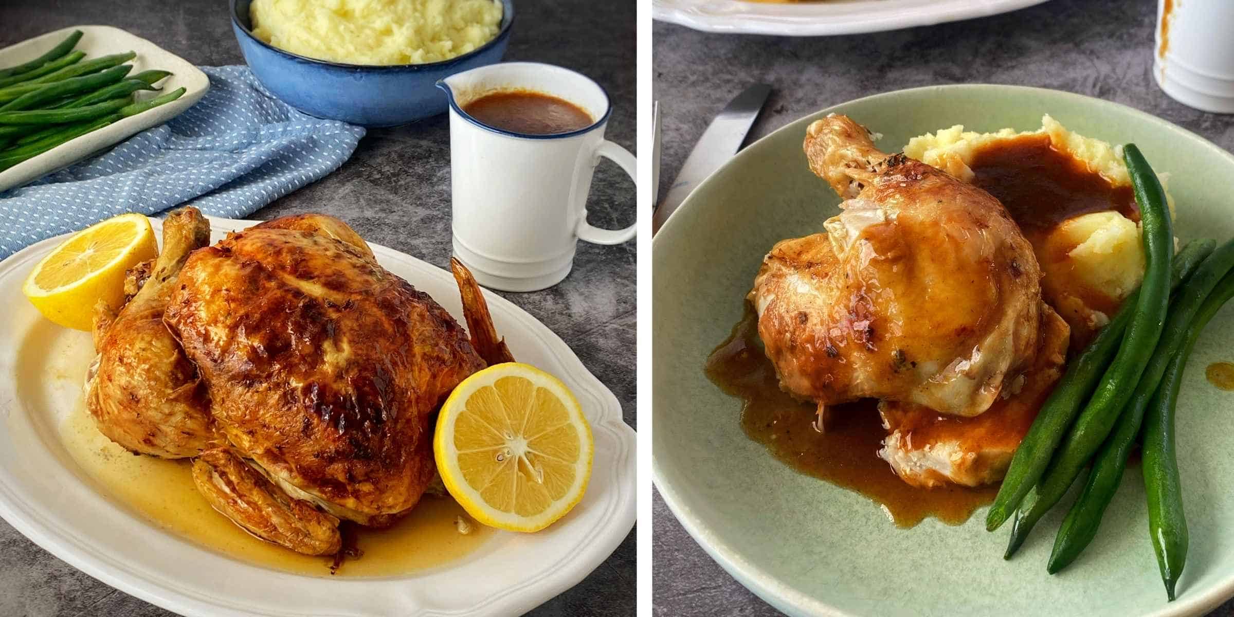 Lemon Garlic Butter Roast Chicken - VJ Cooks