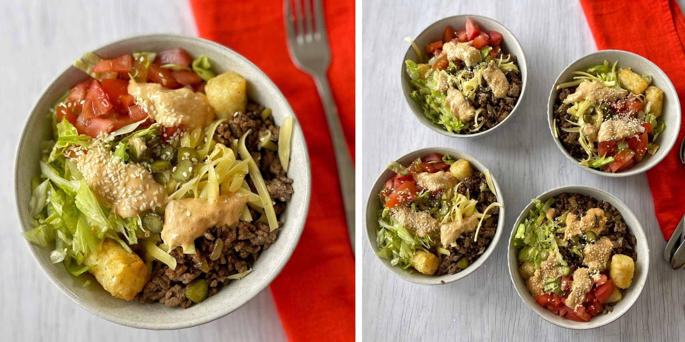 Hash Bite Burger Bowls - VJ Cooks
