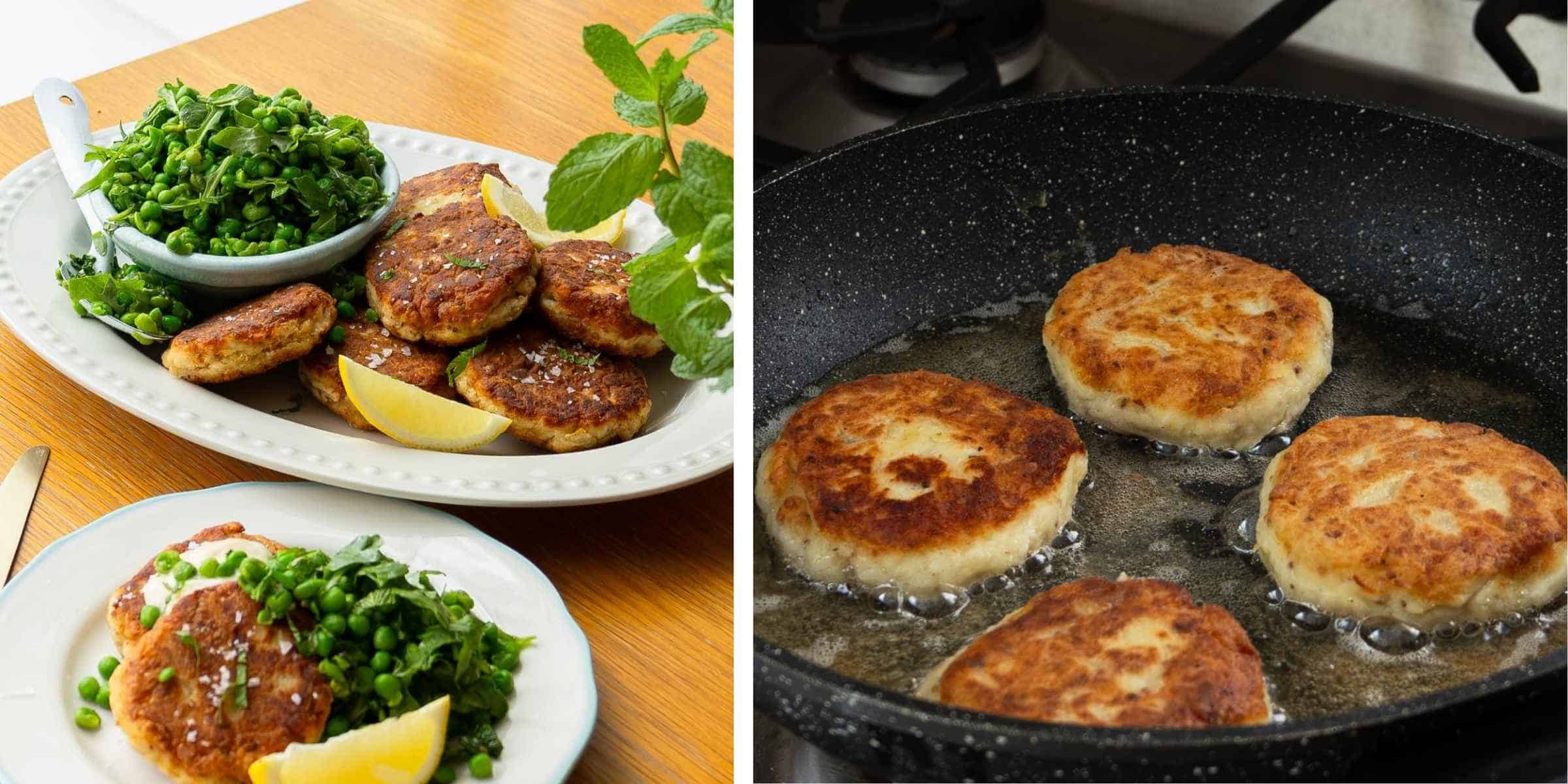 Lemon Fish Cakes with Spring Peas - VJ Cooks