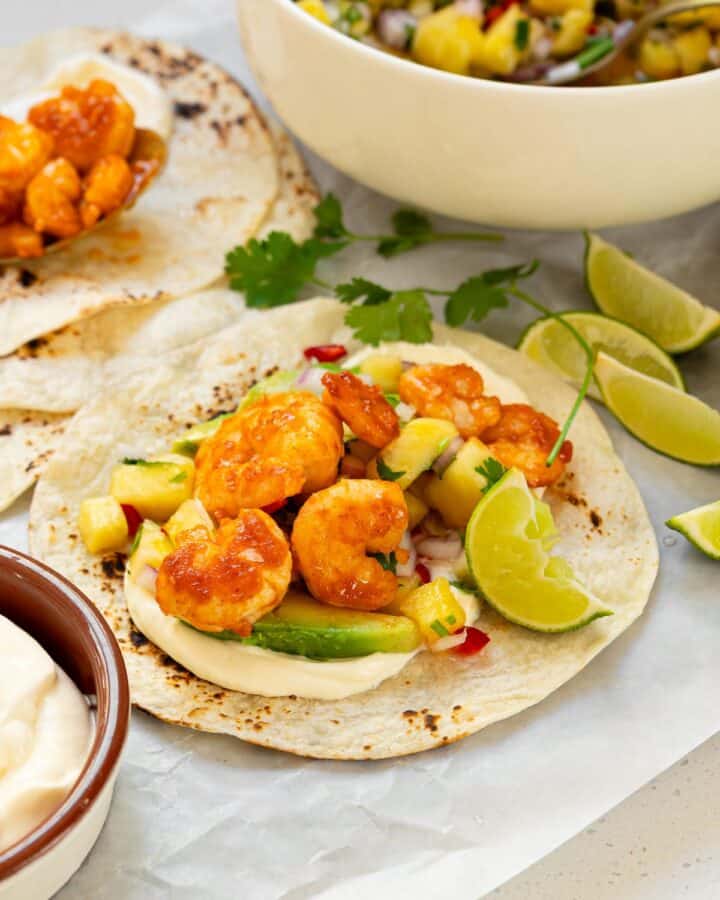 Prawn Tacos with Pineapple Salsa - VJ Cooks