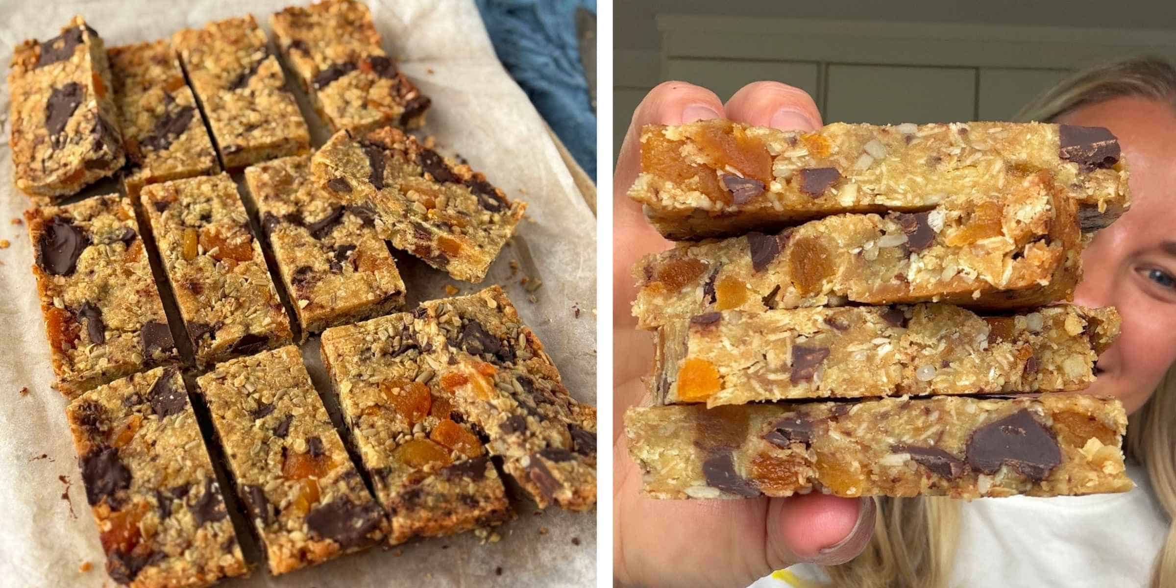 Apricot and Dark Chocolate Bumper Bars - VJ Cooks