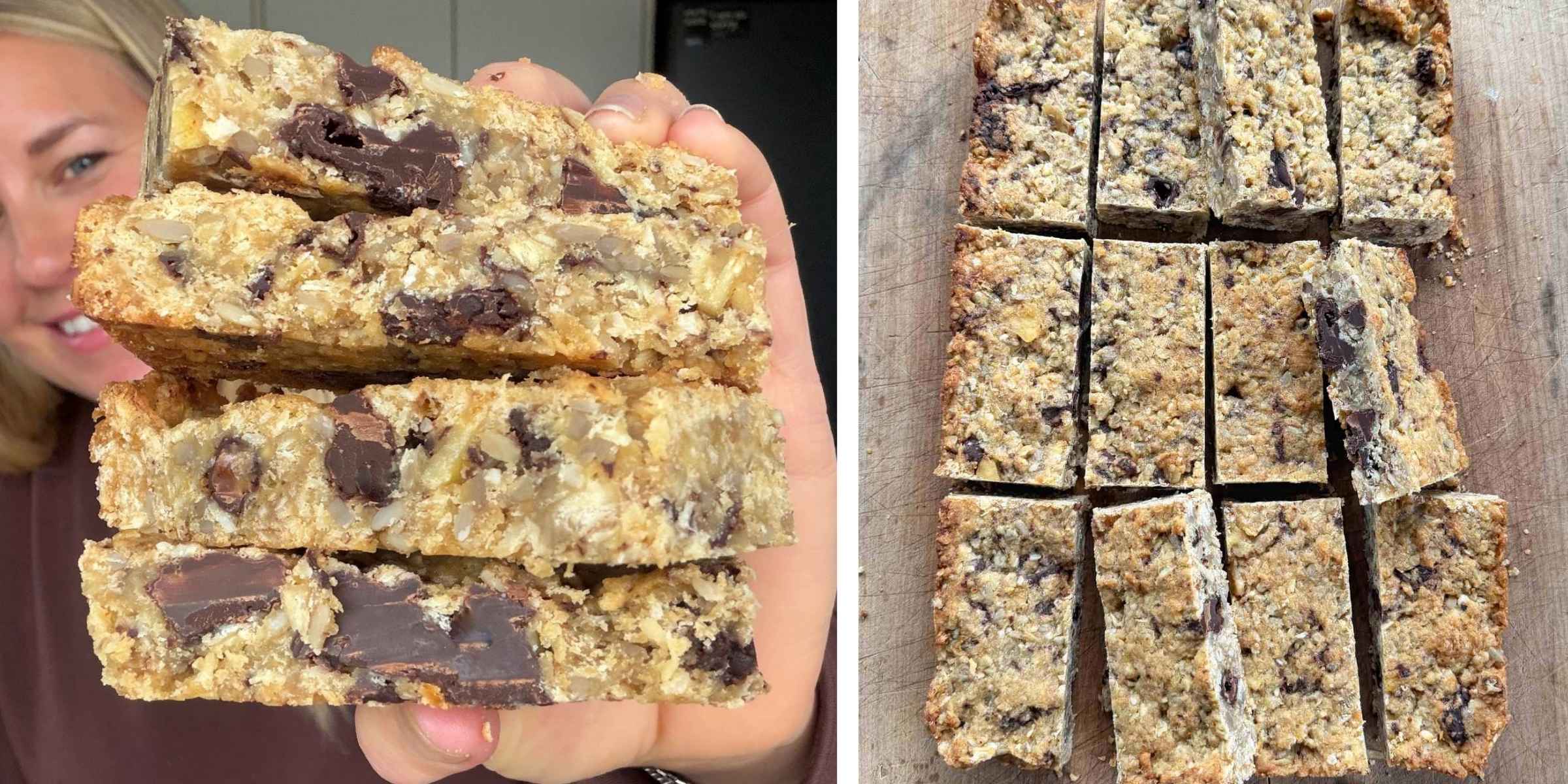 Banana and Dark Chocolate Bumper Bars - VJ Cooks